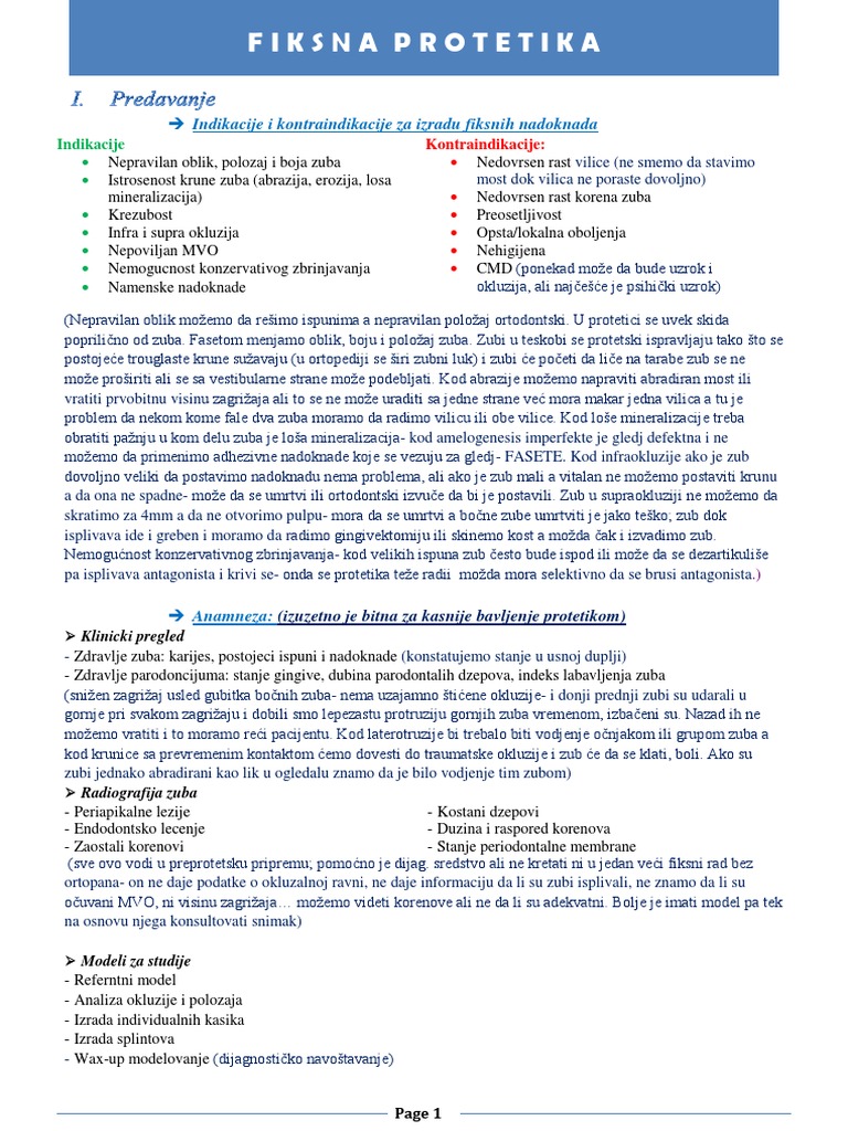 Fiksna Protetika Skripta PDF | PDF