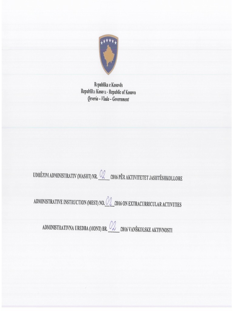 Udhezimi Administrativ Per Aktivitetet Jashteshkollore PDF | PDF