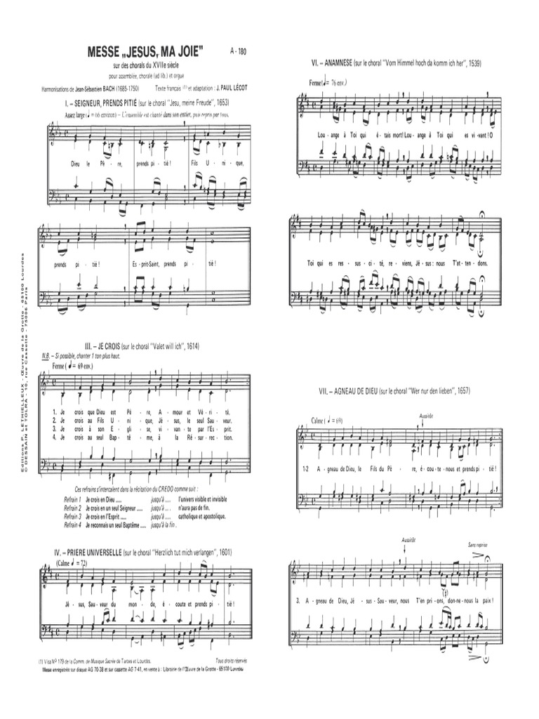 Messe - Jesus Ma Joie J-S - Bach) | PDF
