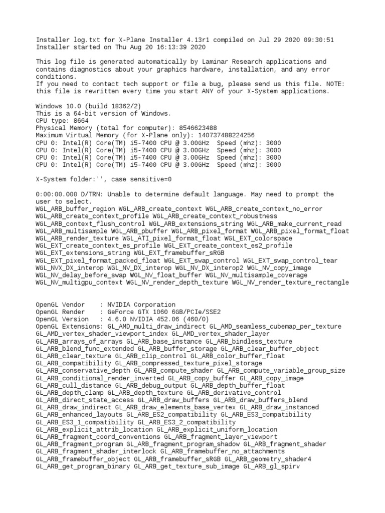 X-Plane Installer Log | PDF | Computer File | System Software