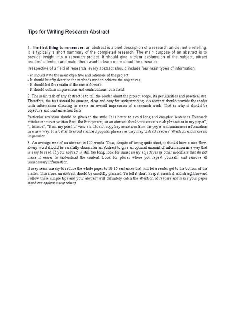 Effective Research Abstract Writing Tips | PDF