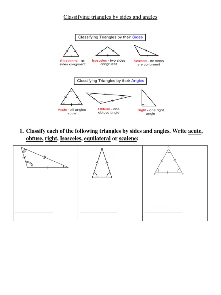 Classifying Triangles Worksheet