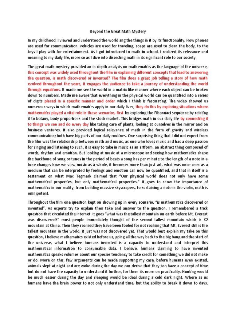 Beyond The Great Math Mystery | PDF | Teaching Mathematics | Universe