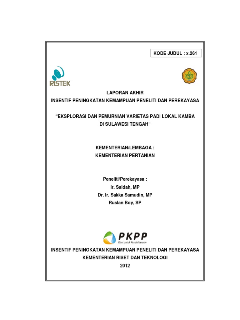 Eksplorasi Dan Pemurnian Varietas Padi Lokal Kamba | PDF | Kesehatan Holistik | Sains & Matematika