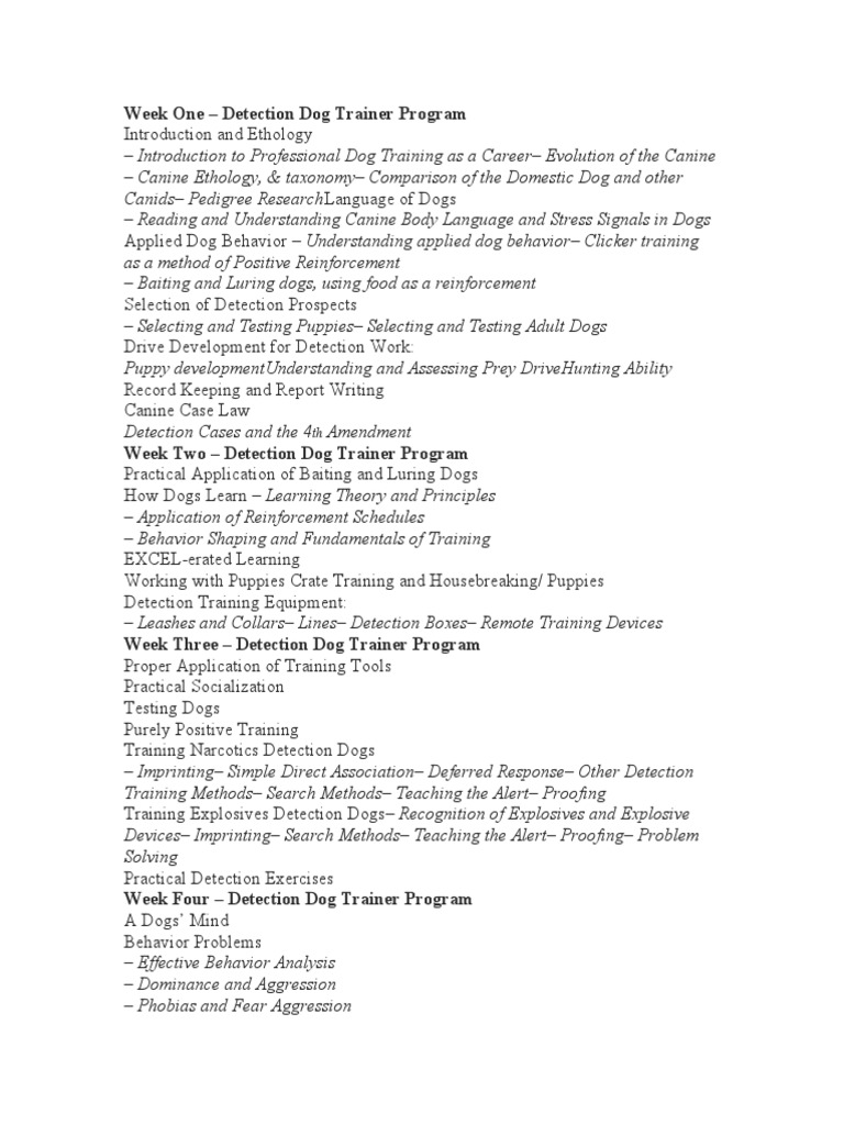 Detection Dog Trainer Program Pdf Dogs Dog Training