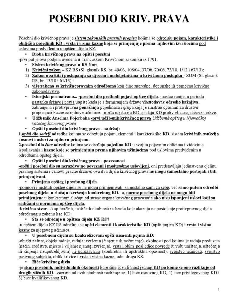 Krivicno Pravo - Posebni Dio - Dopunjeno I Zavrseno | PDF