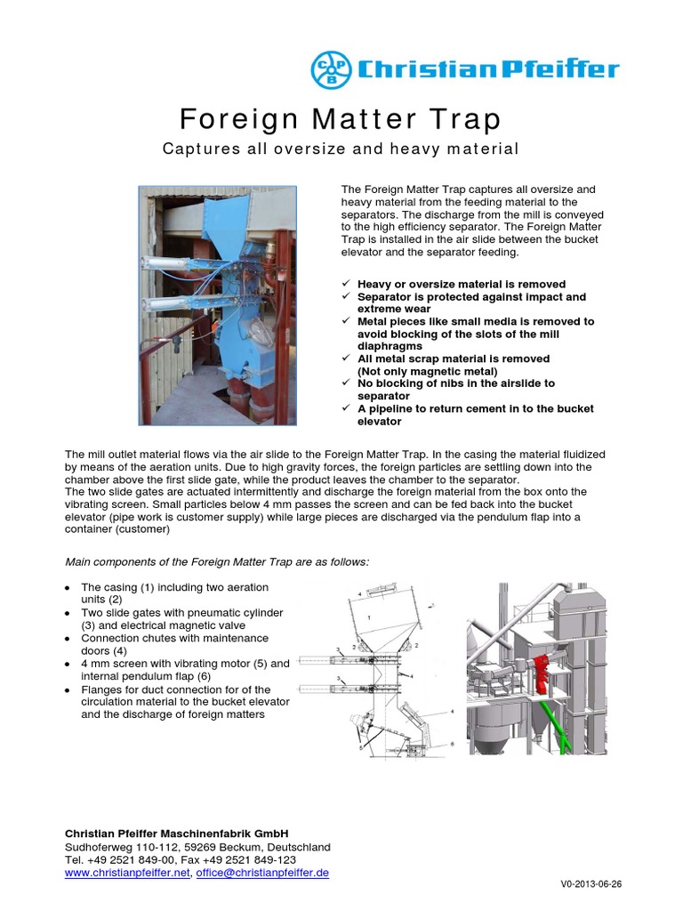 Christian Pfeiffer Foreign Matter Trap | PDF | Elevator | Valve