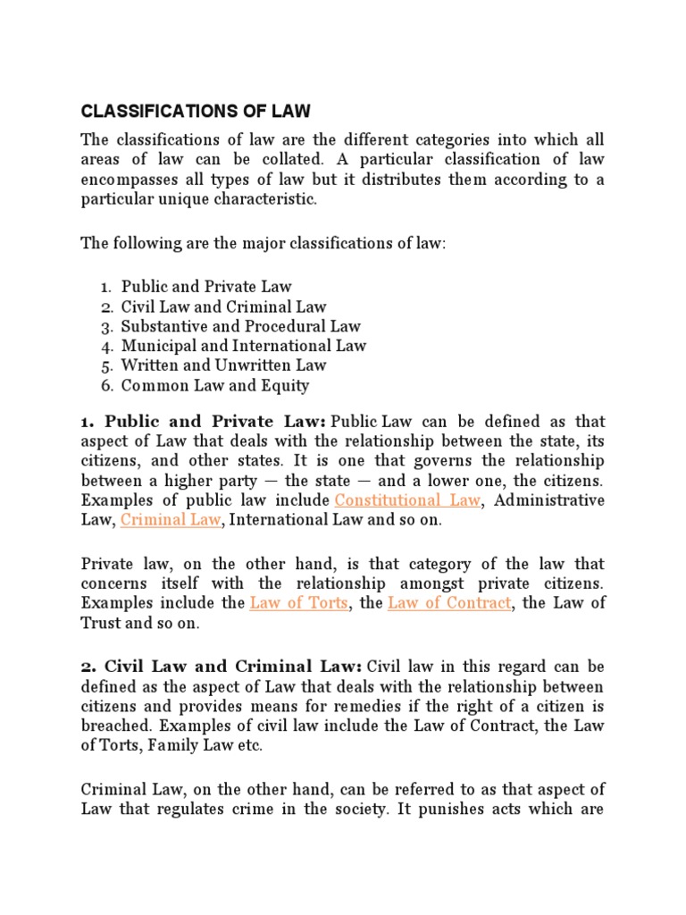 Classifications of Law | PDF | Burden Of Proof (Law) | Evidence (Law)