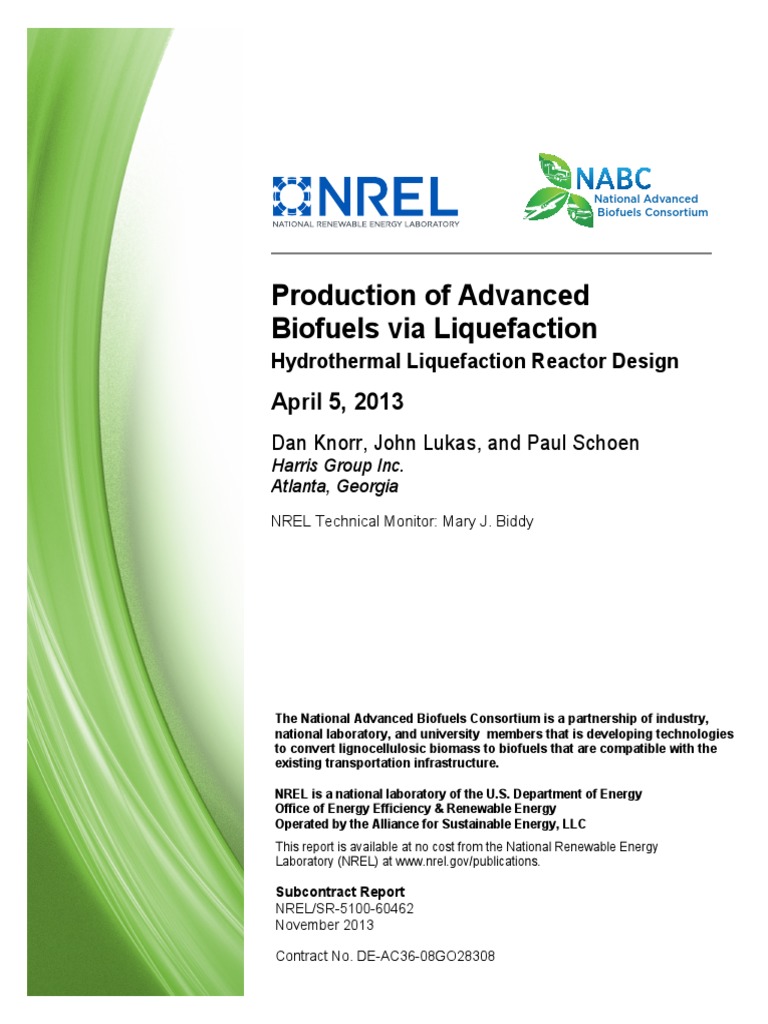 Hydrothermal Liquefaction Reactor Design | PDF | Biofuel | Heat Exchanger