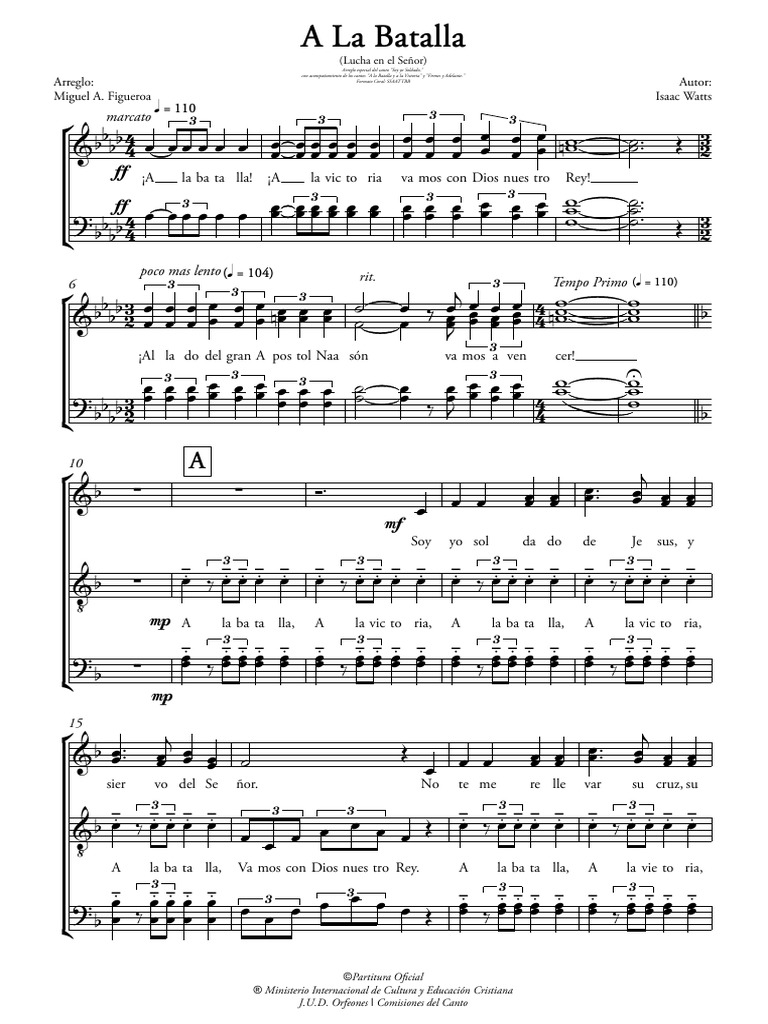 A La Batalla - Partitura Oficial | PDF | Notación musical ...