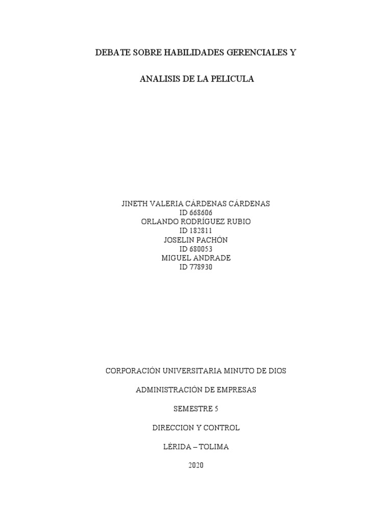 Analisis de Pelicula Actividad 3 | PDF | Planificación | Liderazgo
