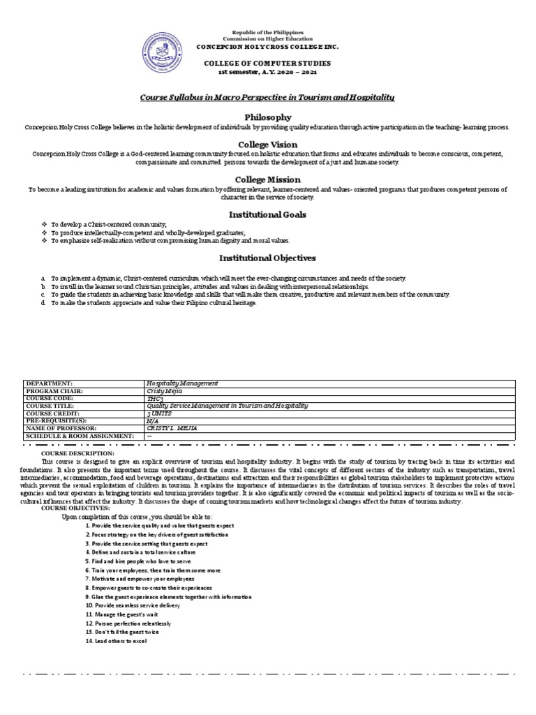 Syllabus-Thc3 Quality Service Management | PDF | Test (Assessment ...