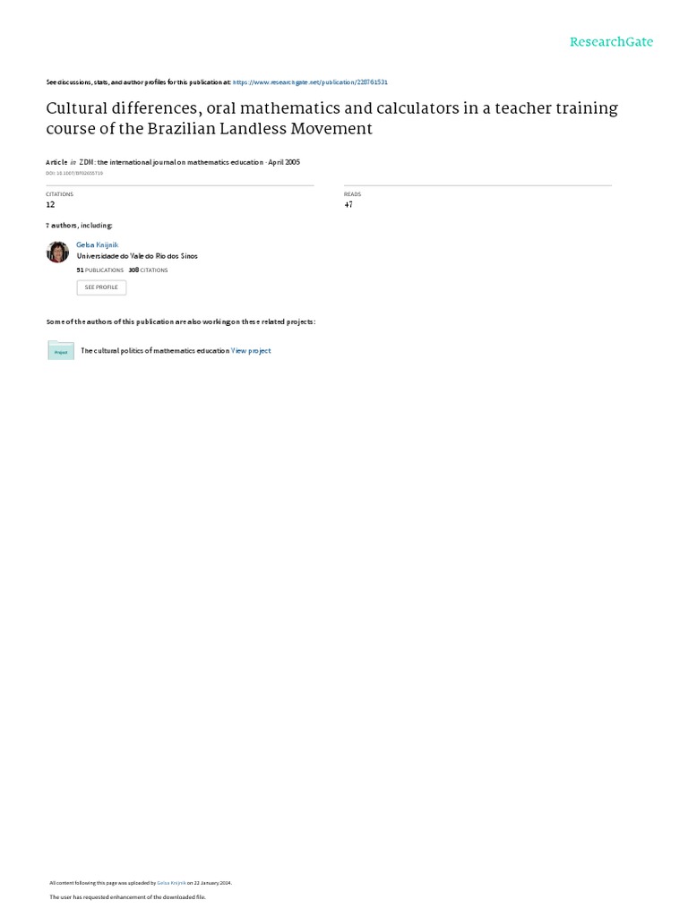 Cultural Differences Oral Mathematics and Calculat | PDF | Pedagogy ...