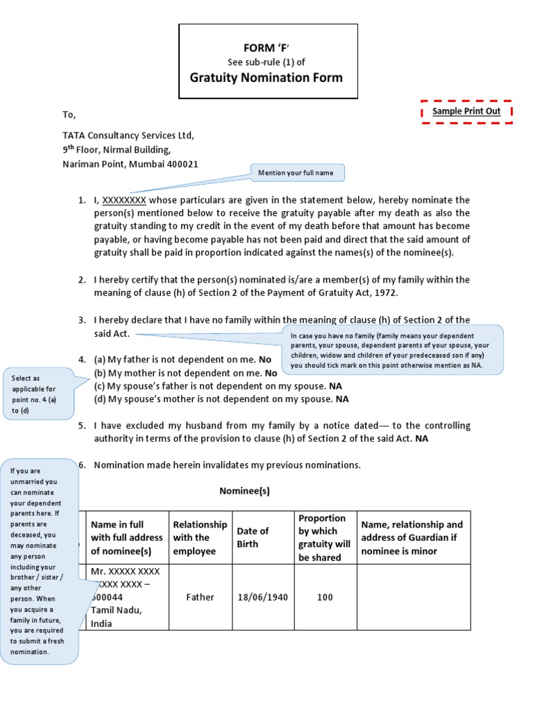 Gratuity Nomination Form Single | PDF | Government Information | Justice