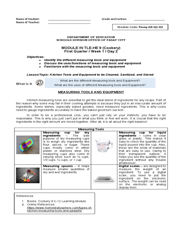 EDITED Q1-Cookery-Module-LESSON-02 Measuring-Tools-and-Equipment | PDF ...