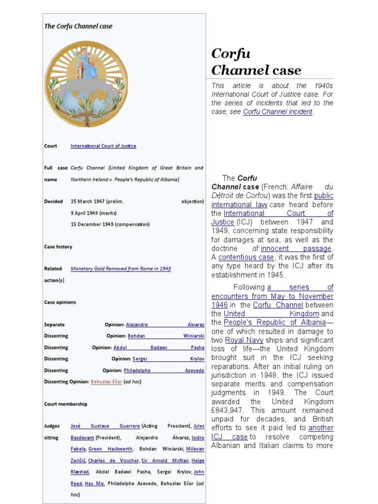 Corfu Channel Case - Case History | PDF | International Relations ...