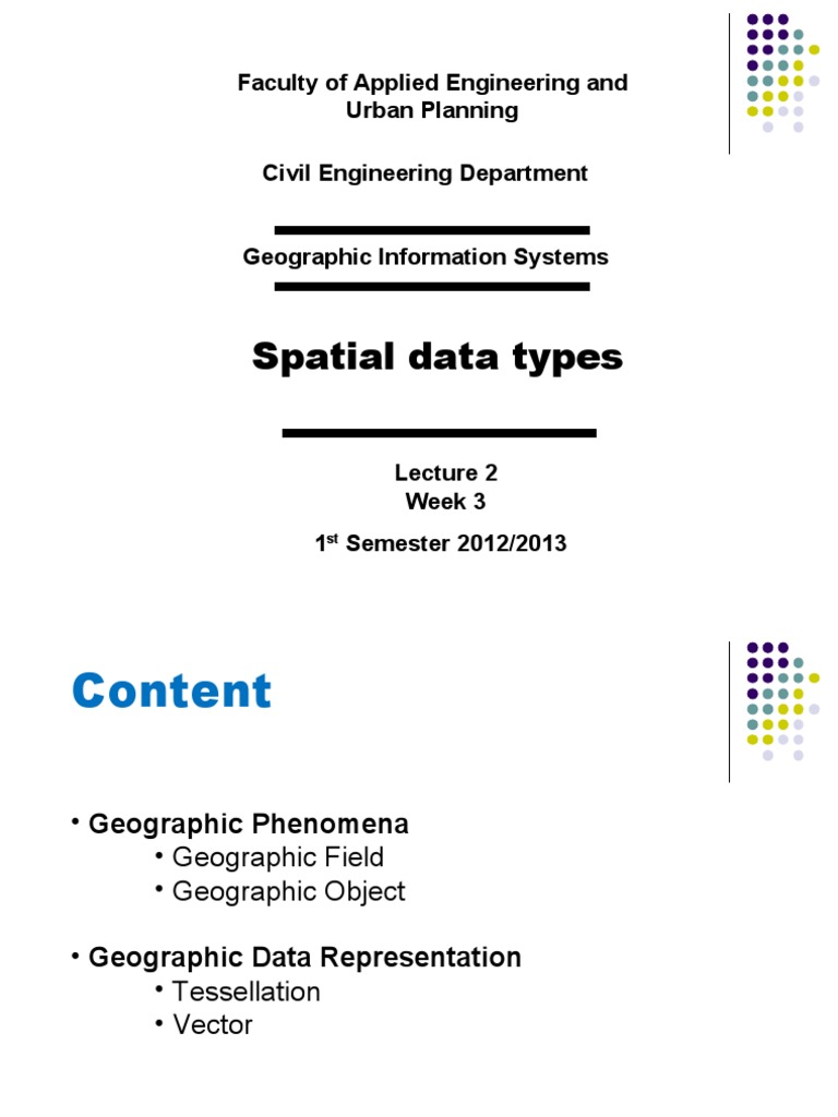 Spatial Data Types: Faculty of Applied Engineering and Urban Planning ...