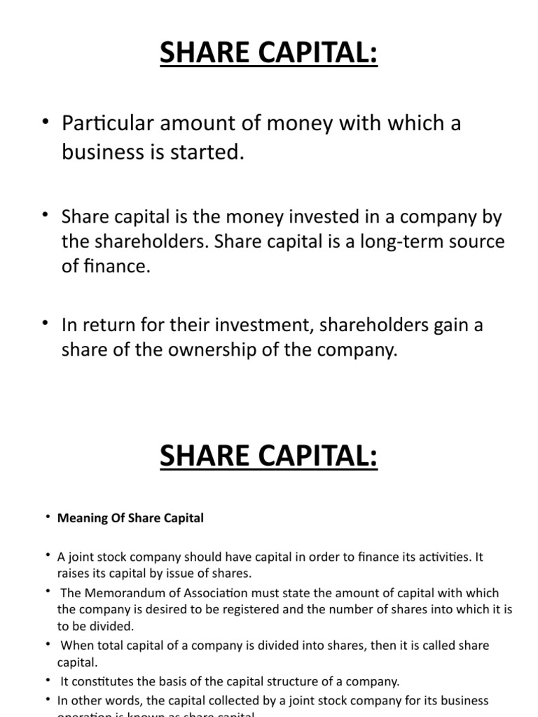 Understanding Share Capital Basics | PDF | Stocks | Corporate Law