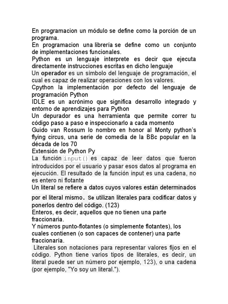 Python Operaciones | PDF | Python (lenguaje de programación) | Lenguaje de programación