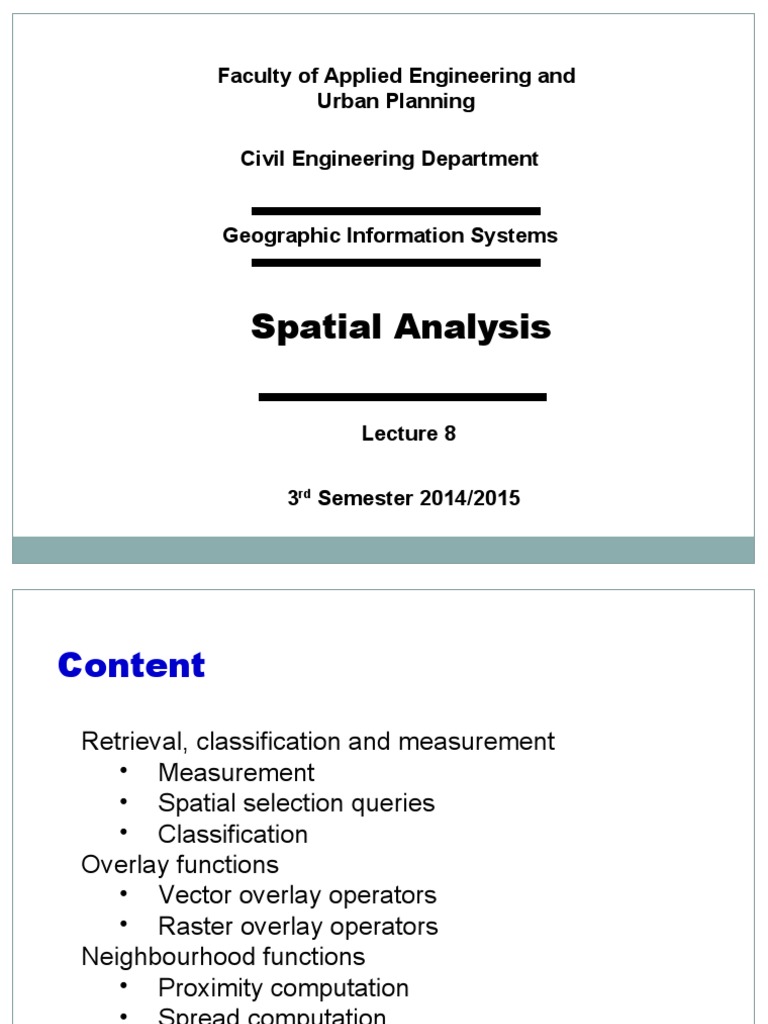 Spatial Analysis Faculty Of Applied Engineering And Urban Planning Civil Engineering Department