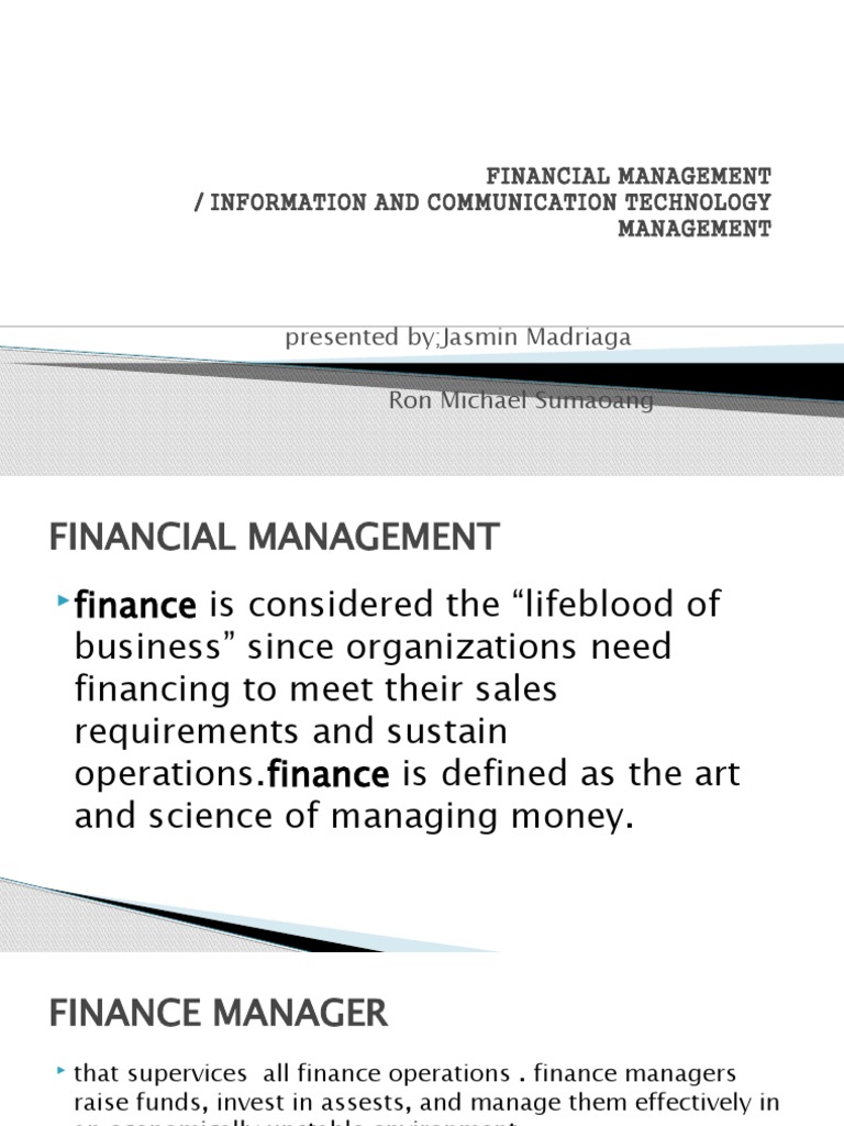 Financial Management / Information and Communication Technology ...