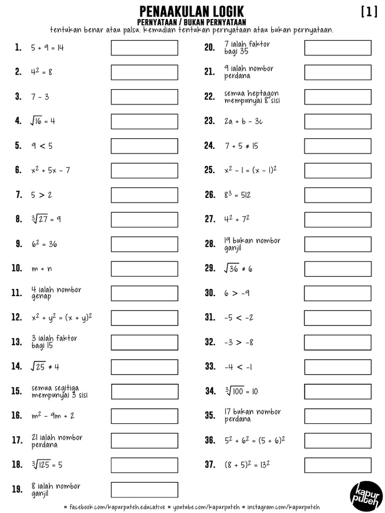 (Worksheet KSSM) Penaakulan Logik (Form 4) PDF | PDF