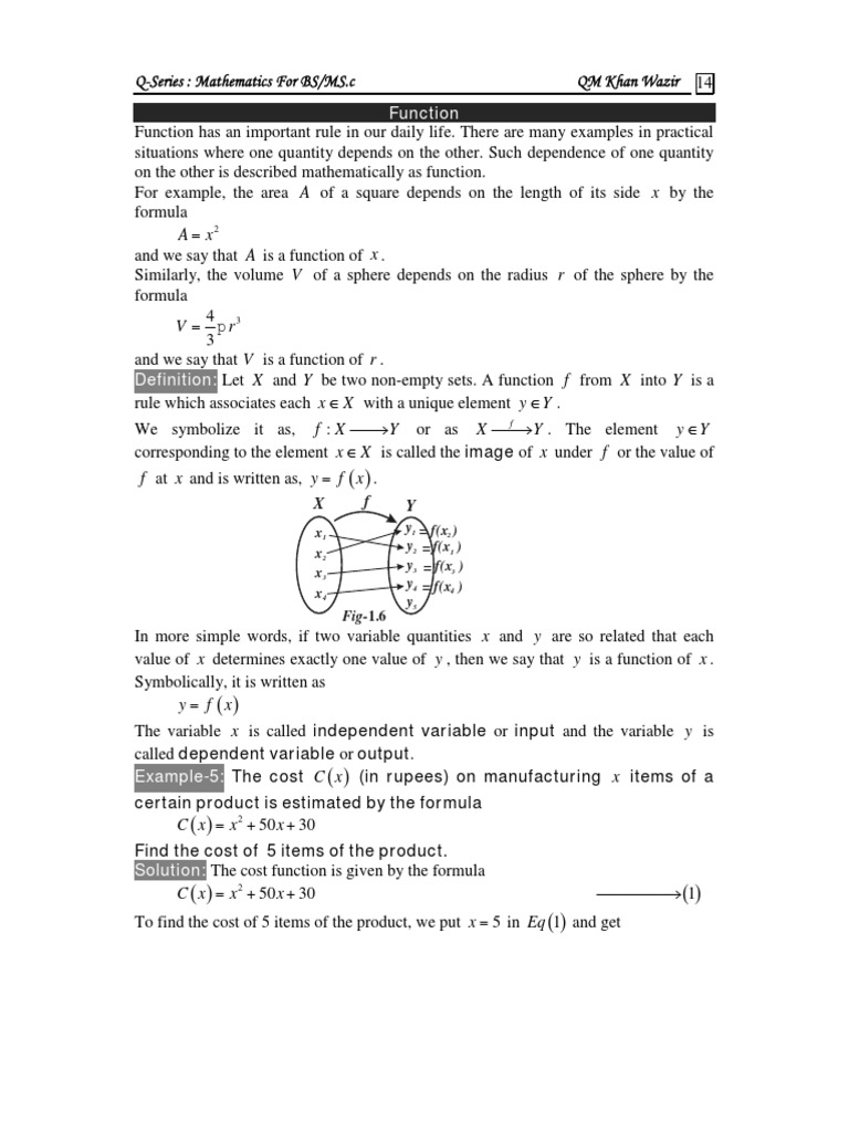 Function: Q-Series: Mathematics For BS/MS.C QM Khan Wazir 14 | PDF ...