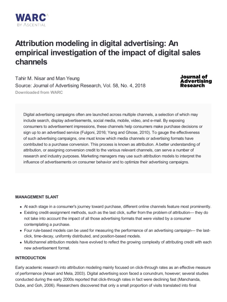 Attribution Modeling in Digital | PDF | Online Advertising | Advertising