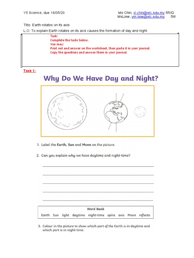 Year 5 Science Day and Night | PDF