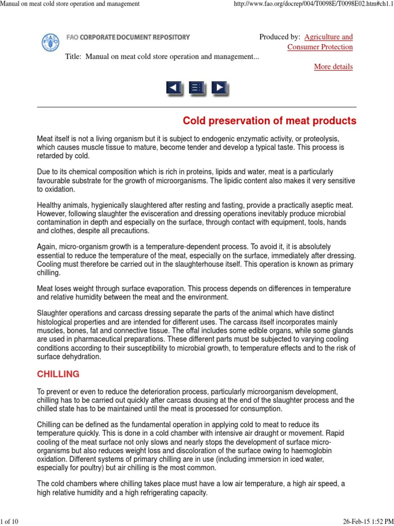 Manual On Meat Cold Store Operation and Management | PDF | Meat | Freezing