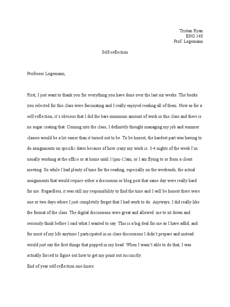 End of Year Self-Reflection | PDF