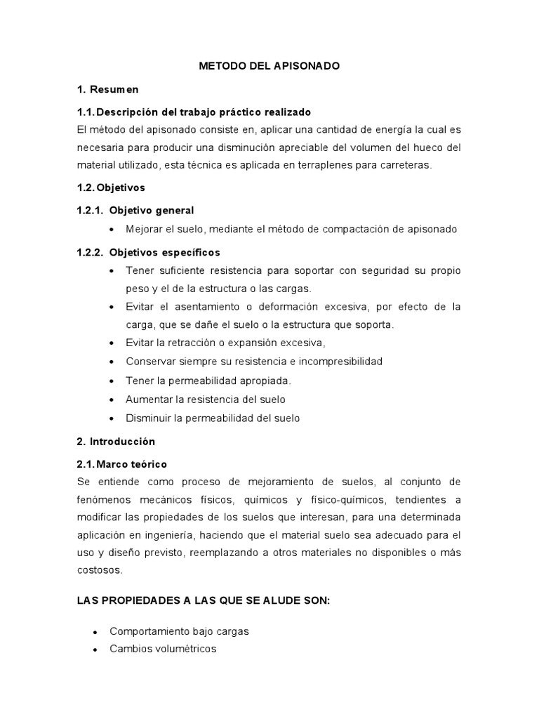 Metodo Del Apisonado | PDF | Permeabilidad (Ciencias de la Tierra) | Suelo