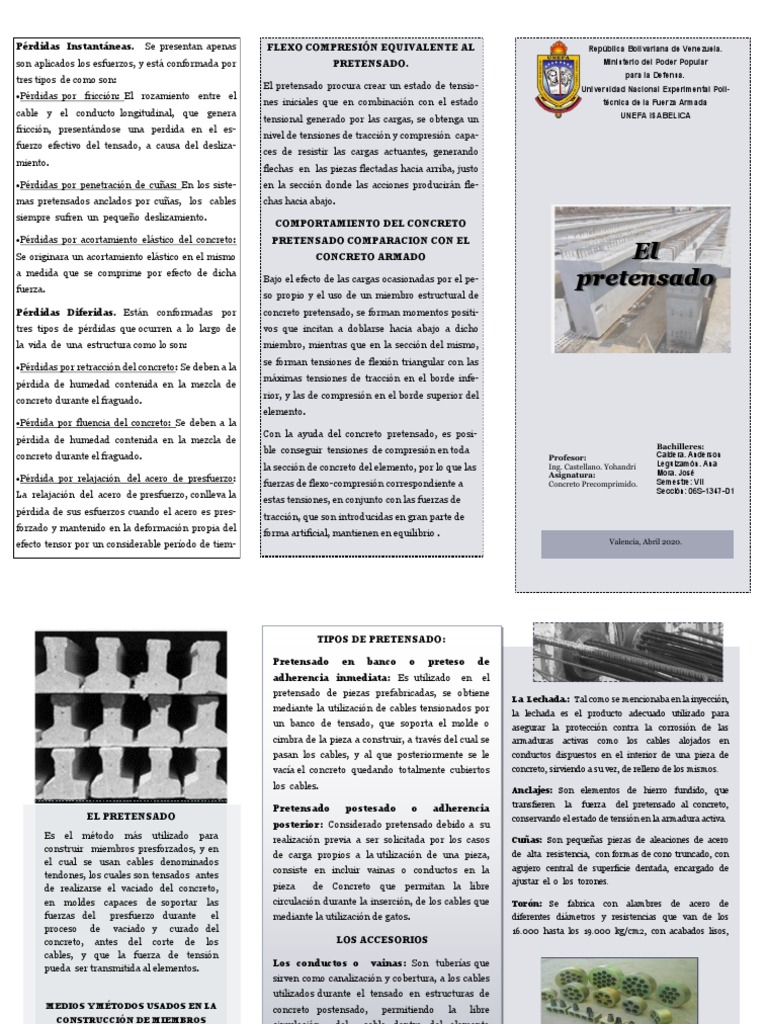 Triptico Pretensado. | PDF | Hormigón pretensado | Hormigón