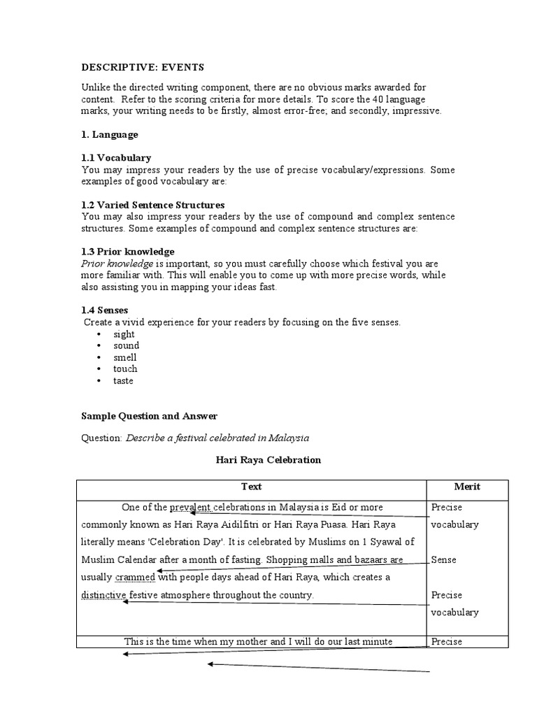 Descriptive Essay Event | PDF | Vocabulary | Ramadan