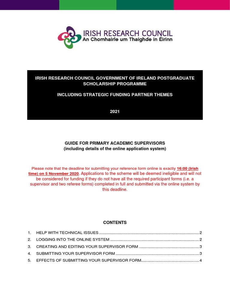 Irish Research Council Government of Ireland Postgraduate Scholarship ...