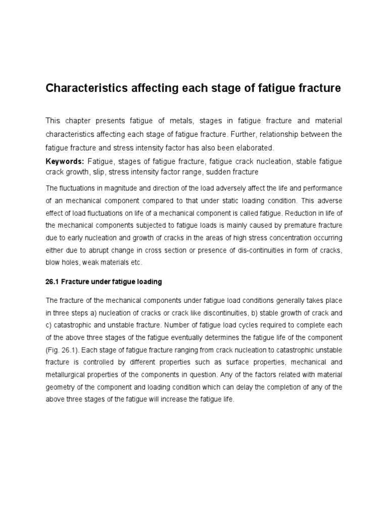 Characteristics Affecting Each Stage of Fatigue Fracture | PDF ...