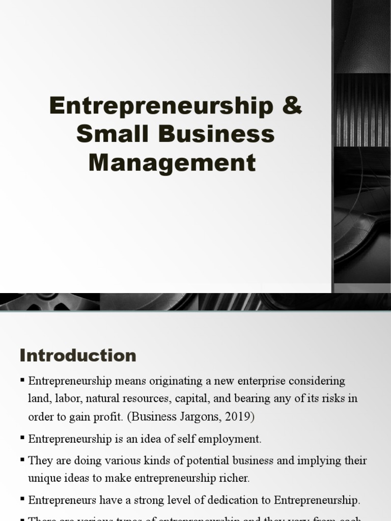 Entrepreneurship & Small Business Management | PDF | Entrepreneurship ...