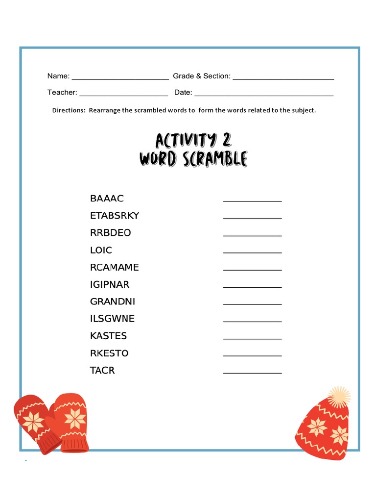 Activity 2 Word Scramble | PDF