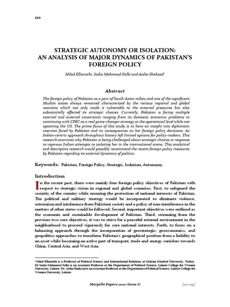 Strategic Autonomy or Isolation An Analy | PDF | Pakistan | Afghanistan