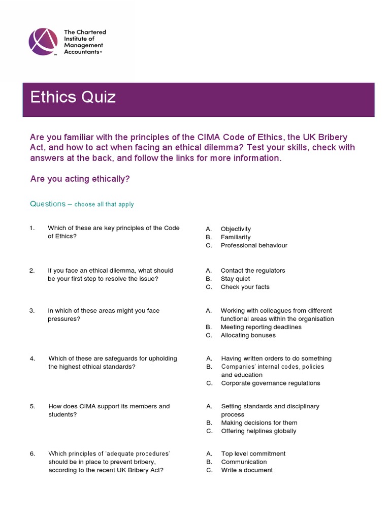 Ethics Quiz: Test Your Knowledge of Key Principles for Ethical Decision ...