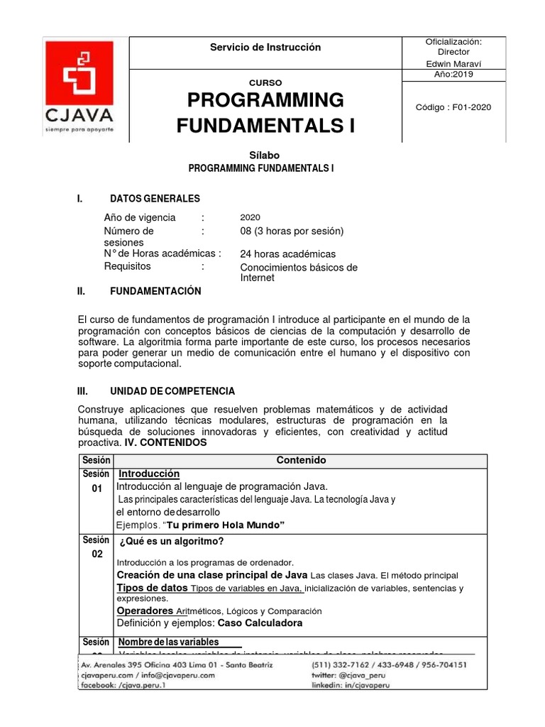 Fundamentos I 2020 PDF | PDF | Java (lenguaje de programación ...