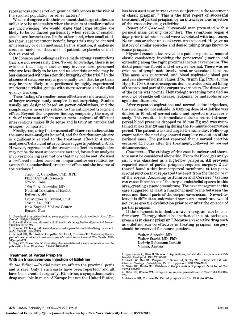 Treatment of Partial Priapism With An Intracavernous Injection of ...