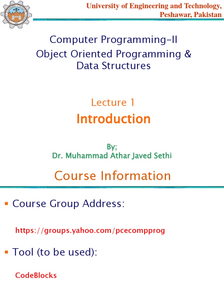 Computer Programming-II Object Oriented Programming & Data Structures ...