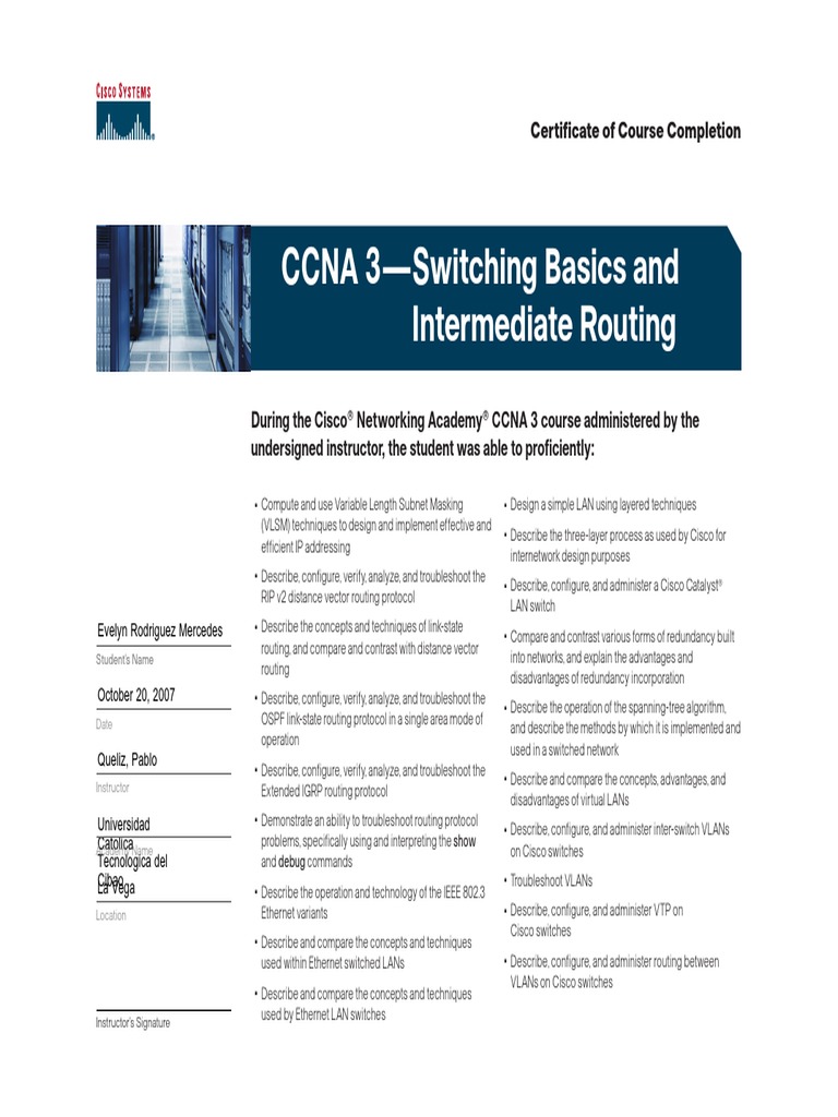 CCNA3-G11 Certificado | PDF | Routing | Network Switch