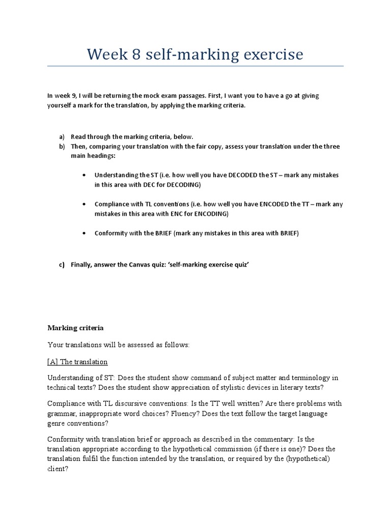 8 Self Marking Instructions | PDF | Translations | Human Communication