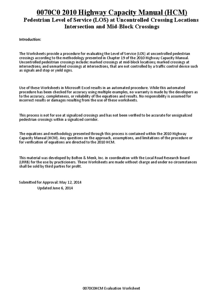 0070C0 2010 Highway Capacity Manual (HCM) | Download Free PDF ...