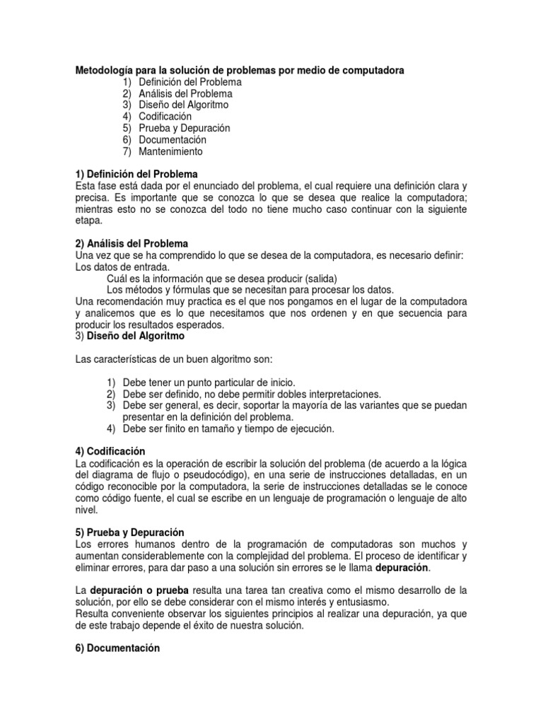 Metodología para La Solución de Problemas Por Medio de Computadora ...