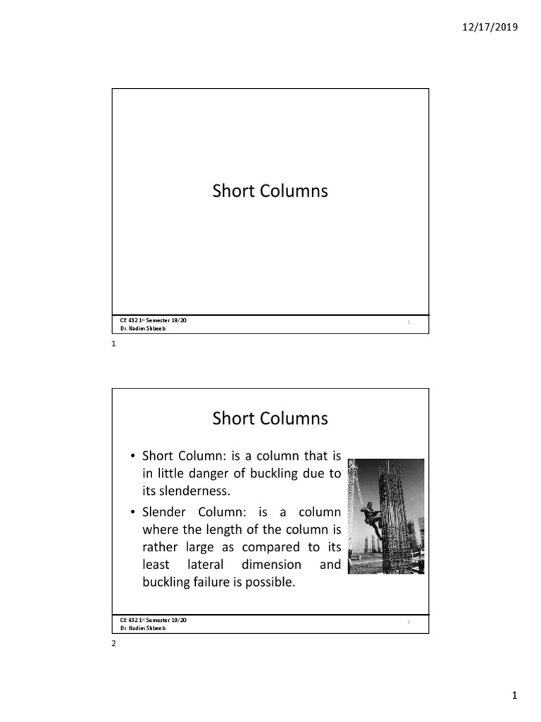 6 - Short Columns - Mod - 2019 | PDF | Column | Buckling
