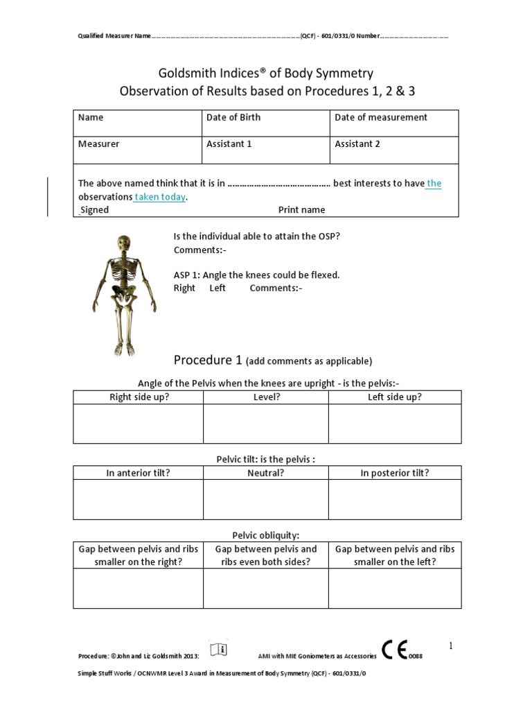 Goldsmith Indices Observational Results Sheets | PDF | Pelvis ...