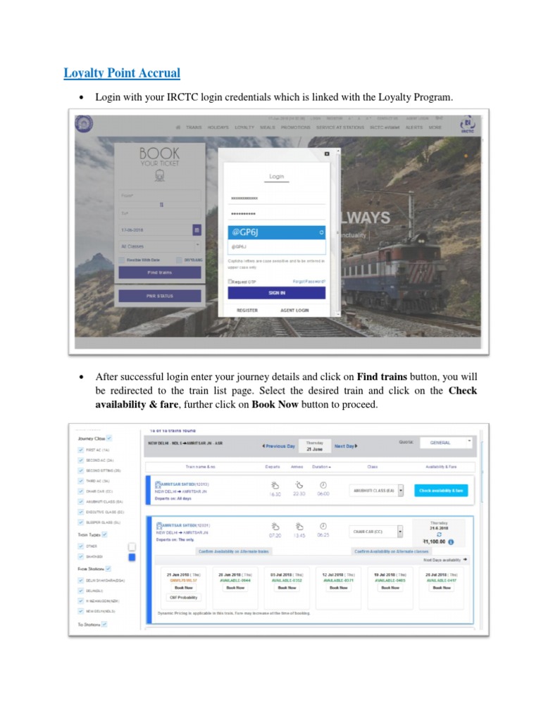 Loyalty Point Accrual: Availability & Fare, Further Click On Book Now ...